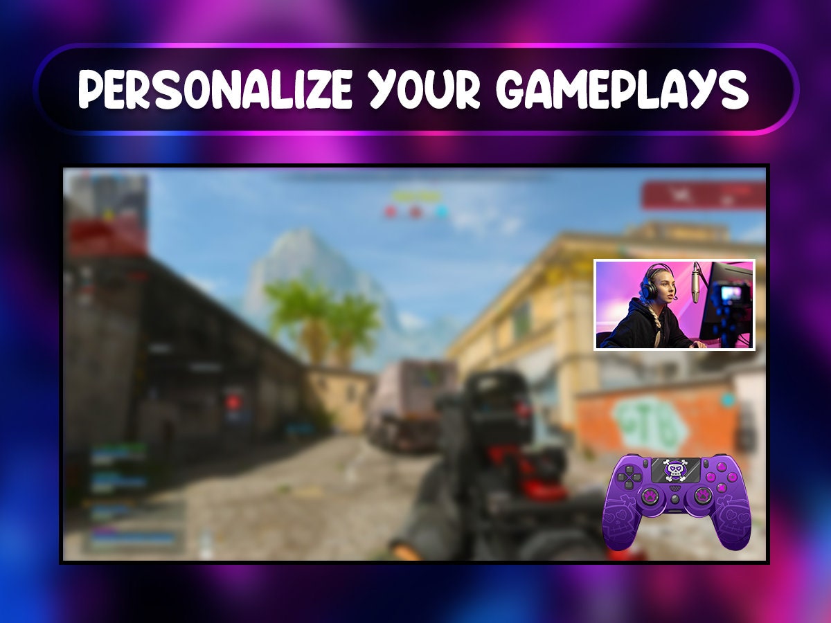 Video Game Controller Animated Stream Decoration Purple Streamer Gift Aesthetic Twitch Gaming ...