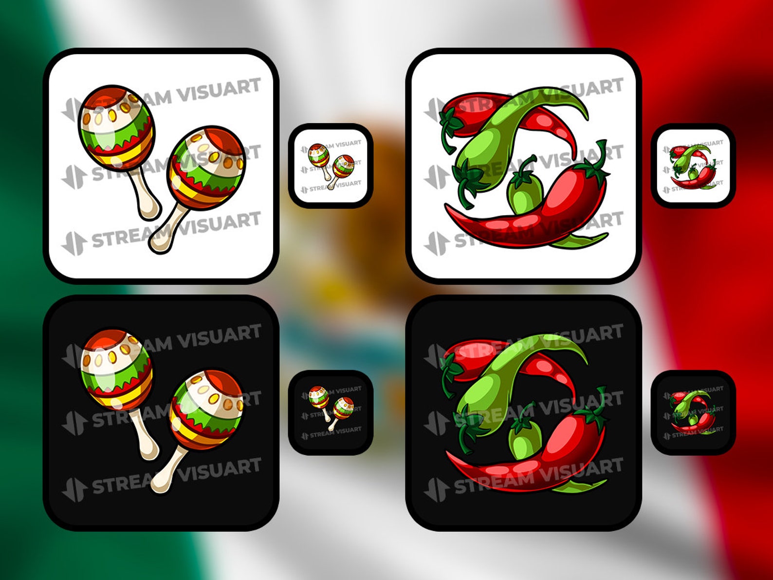 Mexican Fiesta Twitch Emotes: Chili, Tequila, Sombrero (digital ...