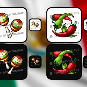 Mexican Fiesta Twitch Emotes: Chili, Tequila, Sombrero (digital ...