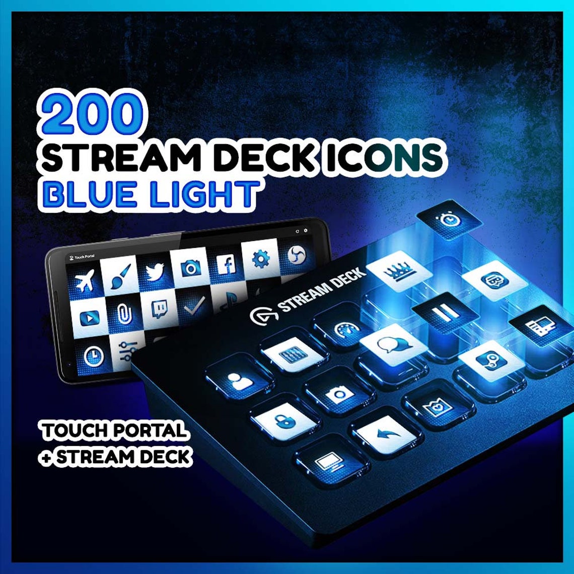 Blue Light Stream Deck Icons: 200 Twitch Streamer Designs (JPG) - Etsy