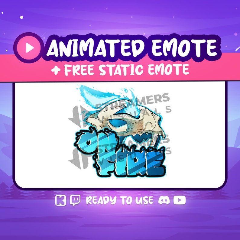 Skull Cat on Fire Animated Emote Twitch Emote Illuminate Fun Feline ...