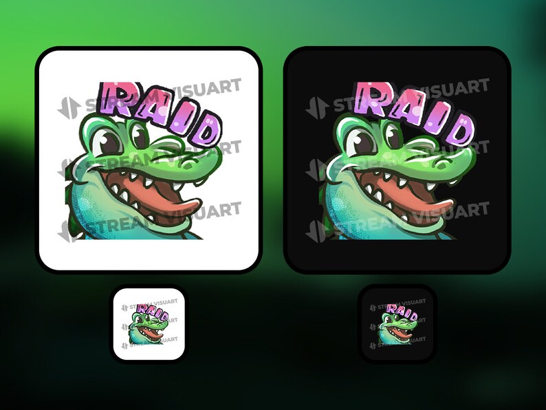 Crocodile Twitch Emotes Pack 6x Cute Green Animal Alligator Reptile ...