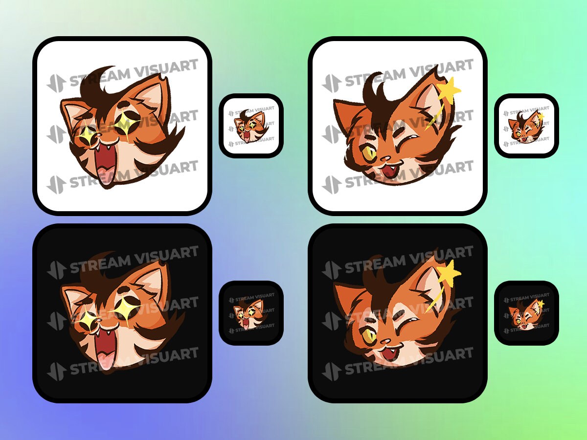 Tora Twitch Emotes Pack 12x Kawaii Manga Tiger Cat Feline Orange Cute ...