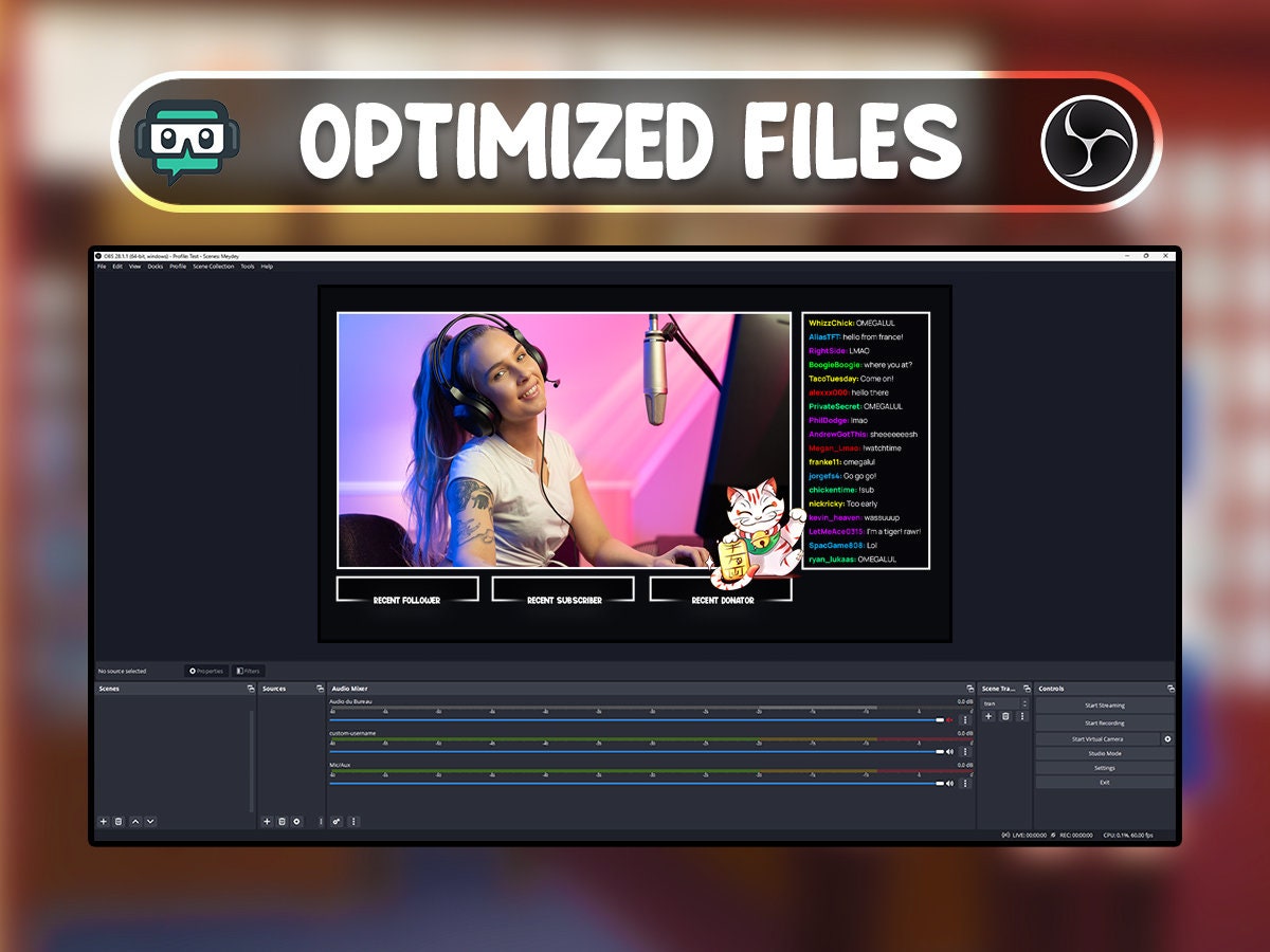 Maneki Neko Animated Stream Decoration Cat Lucky Charm Streamer Gift ...