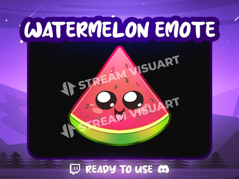 Cute Watermelon Twitch Emote Discord Emoji Youtube Subscriber - Etsy