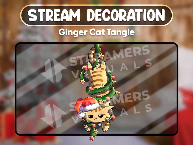 Ginger Cat Tangle Animated Stream Decoration Xmas Christmas Streamer ...