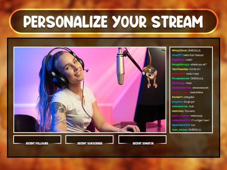 Monkey Pirate Animated Stream Decoration Sea Robber Games Streamer Gift ...