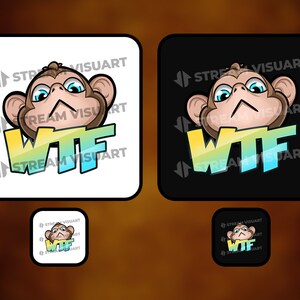 Monkey Twitch Emotes Pack 6x Ape Primate Chimpanzee Cute Fear WTF Love ...