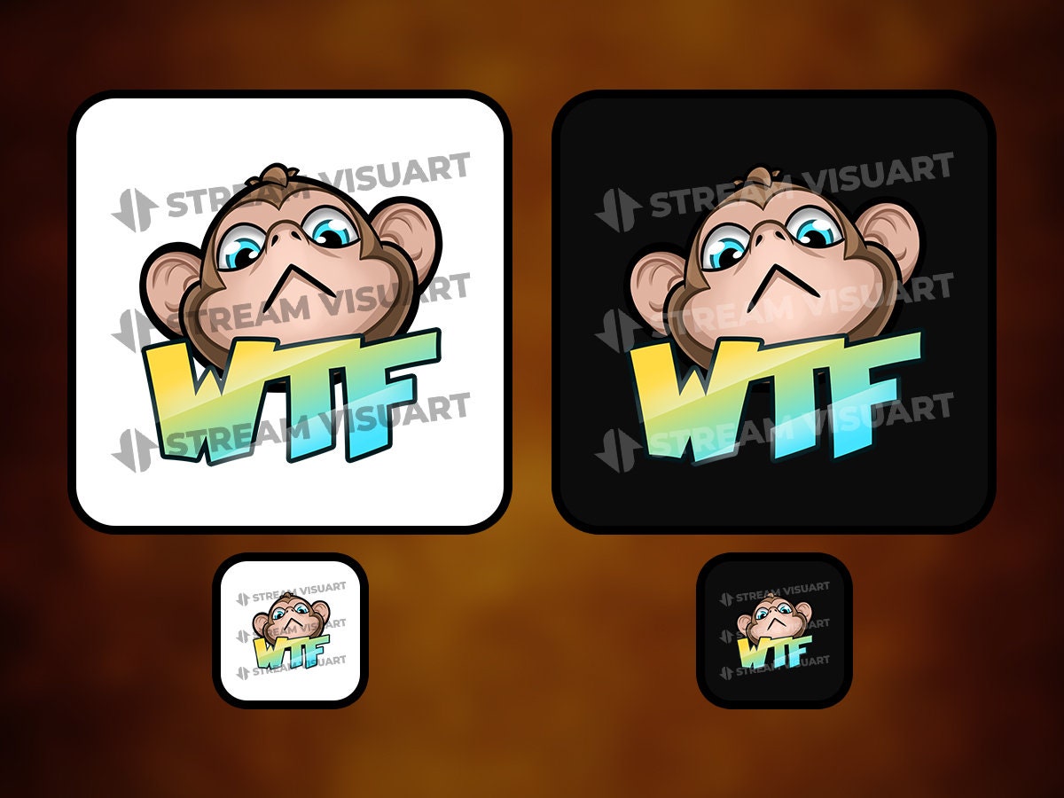 Monkey Twitch Emotes Pack 6x Ape Primate Chimpanzee Cute Fear WTF Love ...