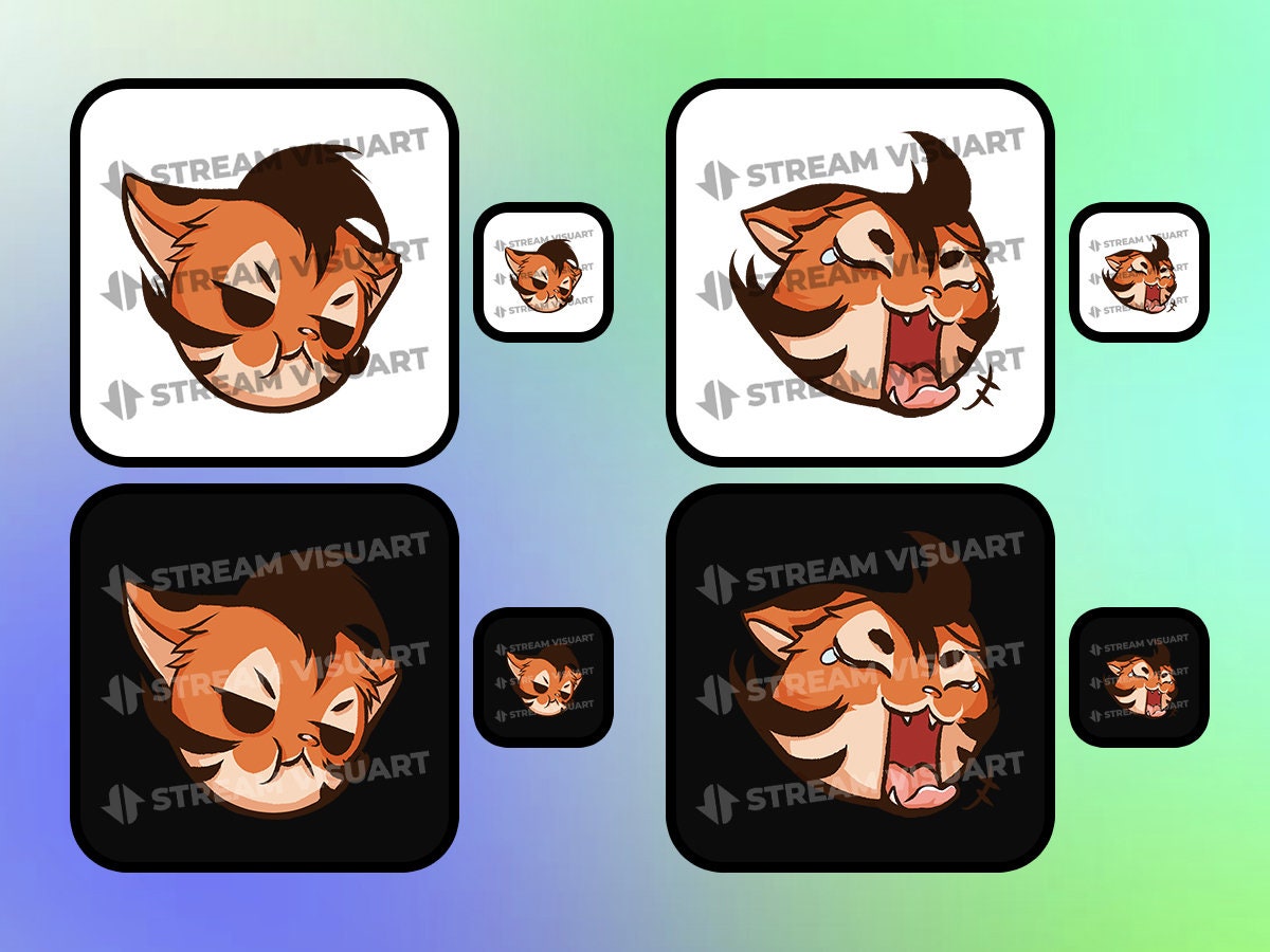 Tora Twitch Emotes Pack 12x Kawaii Manga Tiger Cat Feline Orange Cute ...