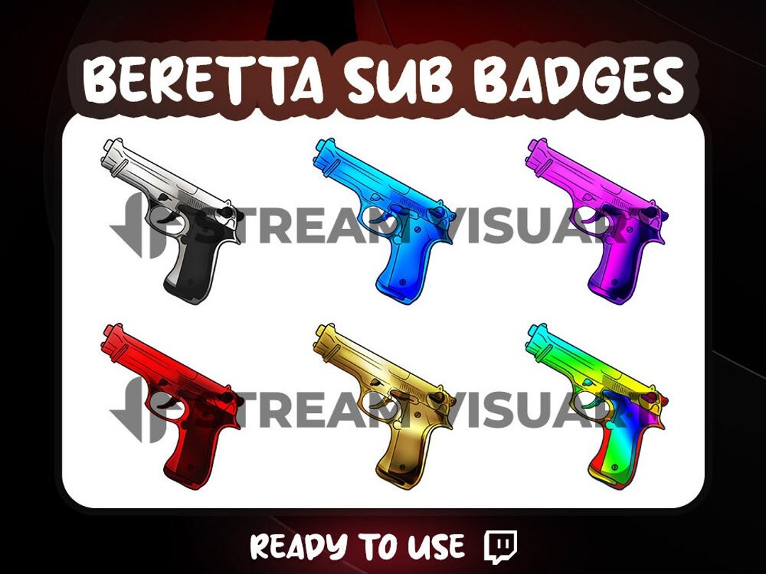 Beretta Twitch Sub Badges Gun Colorful Gaming Action Multiplayer ...