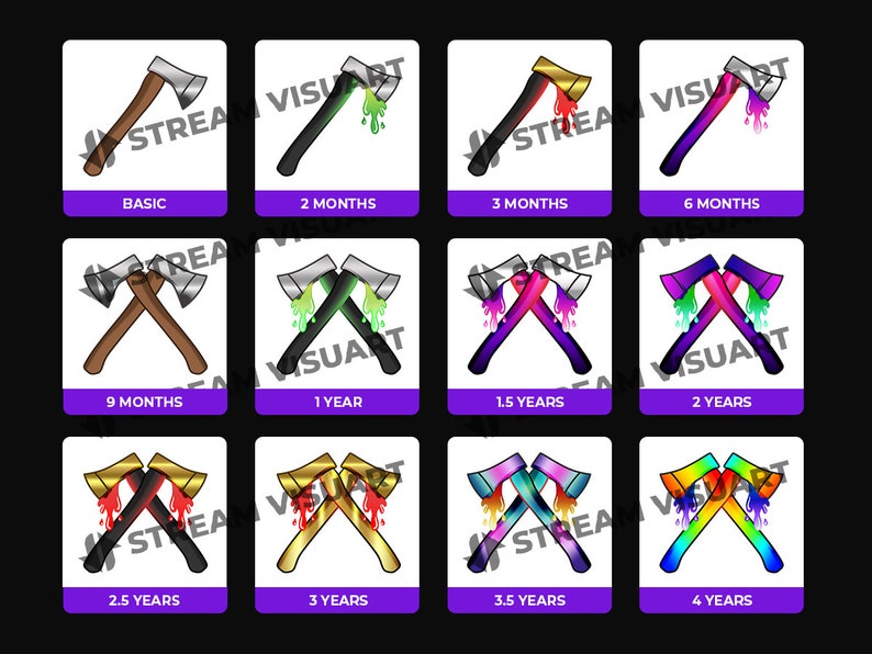 Axe Twitch Sub Badges Hatchet Tomahawk Chopping Tool Woodcutter Axeman ...