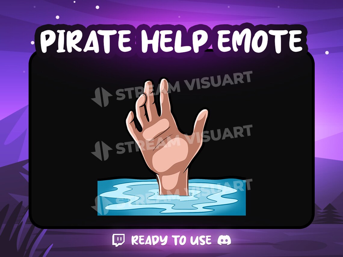 Pirate Help Twitch Emote Discord Emoji Kick Subscriber Hand Drowning ...