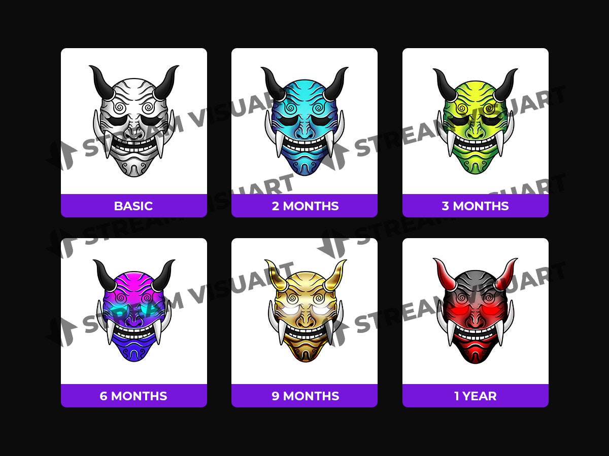 Oni Twitch Sub Badges Yokai Mythical Creature Japanese Folklore Demon ...