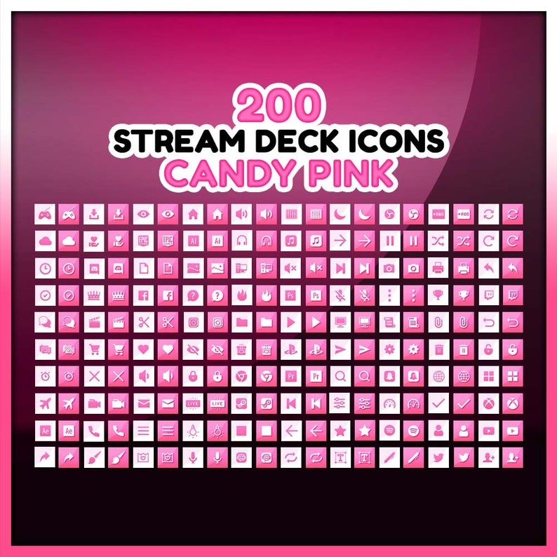 Candy Pink Stream Deck Icons 200 Twitch Streamers Sweet - Etsy