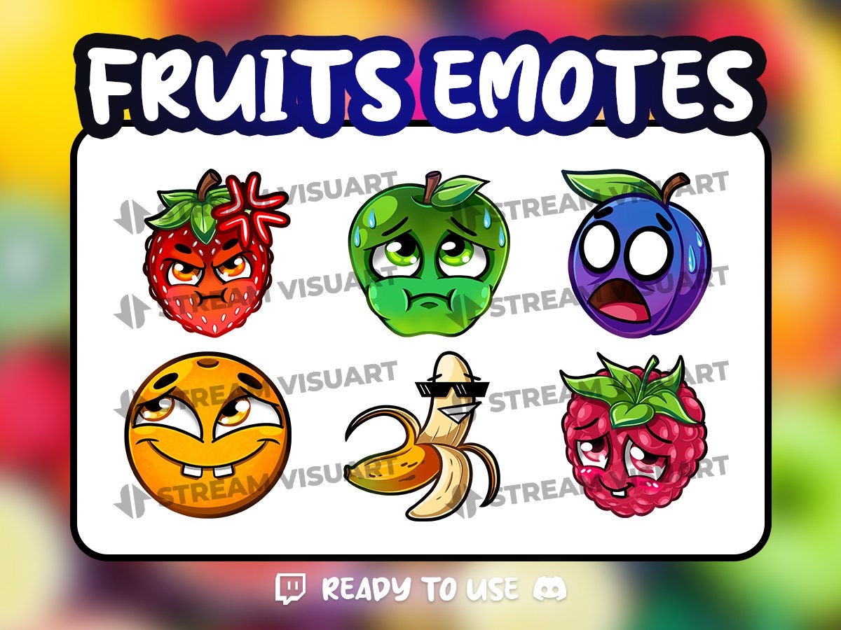 Fruits Twitch Emotes Pack 6x Funny Colorfull Amusing Adorable Cute Cool ...