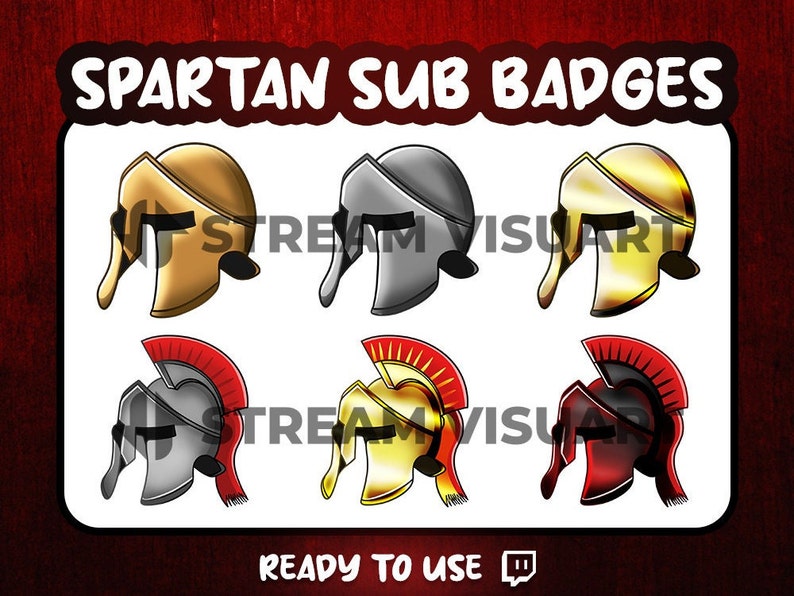 Spartan Helmet Twitch Sub Badges Greek Warrior Ancient Roman Battle ...