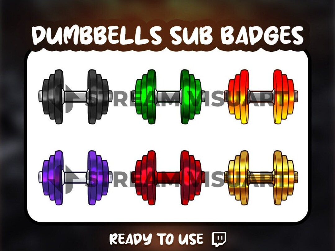 Dumbbells Twitch Sub Badges Weights Fitness Strength Gym Exercise ...