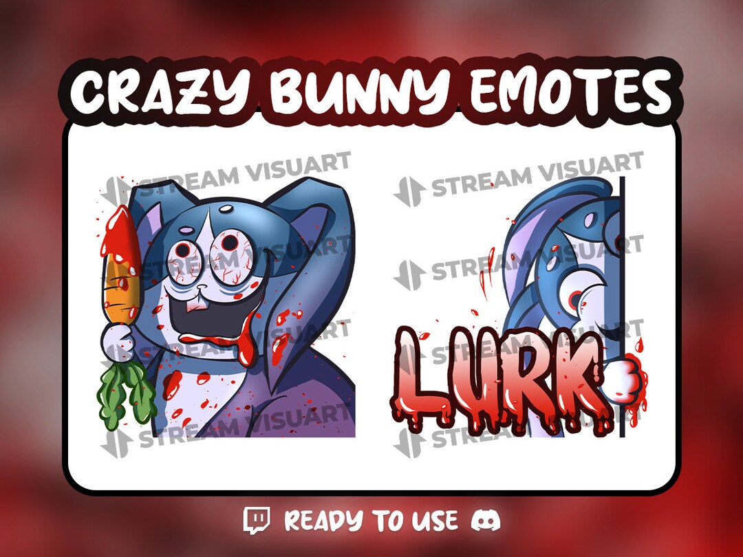 Crazy Bunny Twitch Emotes Pack 2x Bonkers Wild Absurd Bloody Insane ...