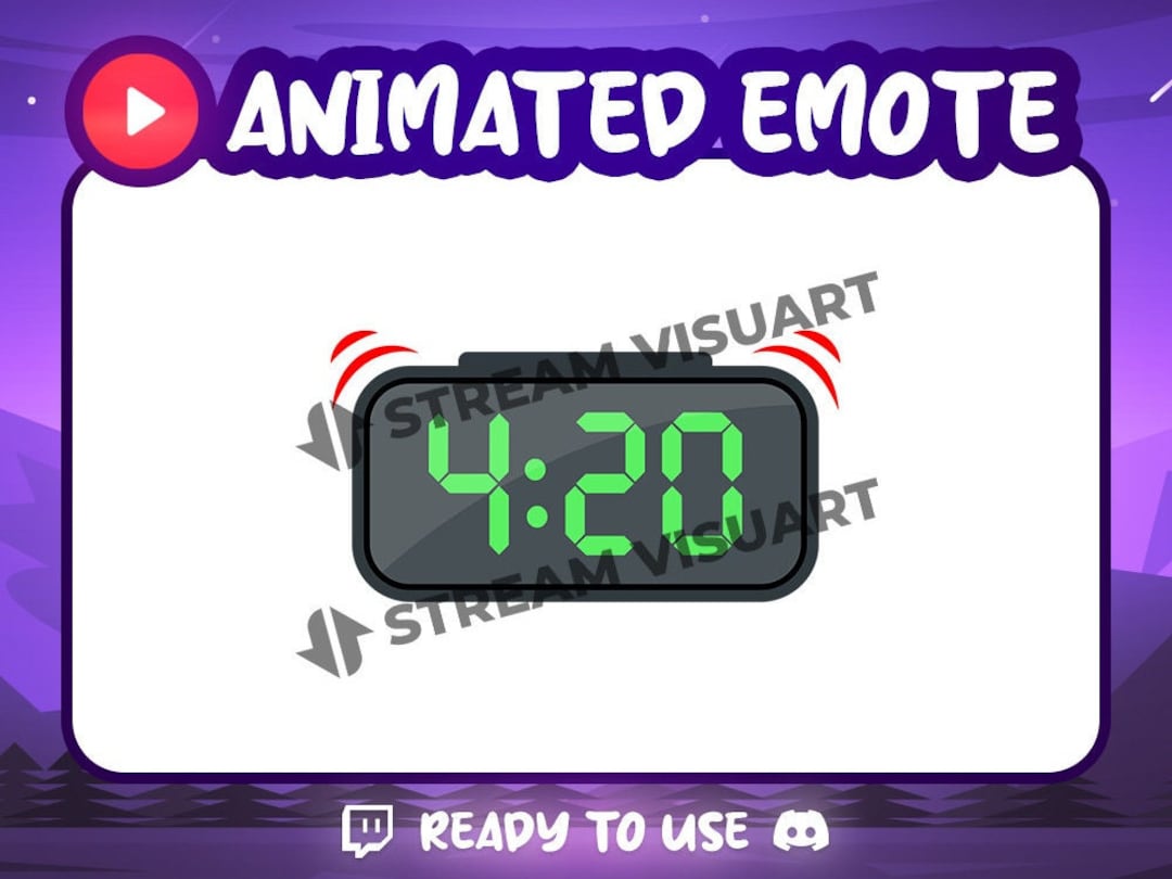 4:20 Time Animated Emote Twitch Emotes Weed 420 Alarm Clock High Blunt ...