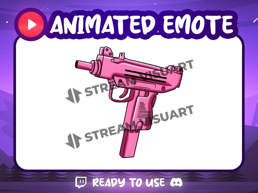 Uzi Pink Animated Emote Twitch Emotes Assault Rifle Firearms Gun ...