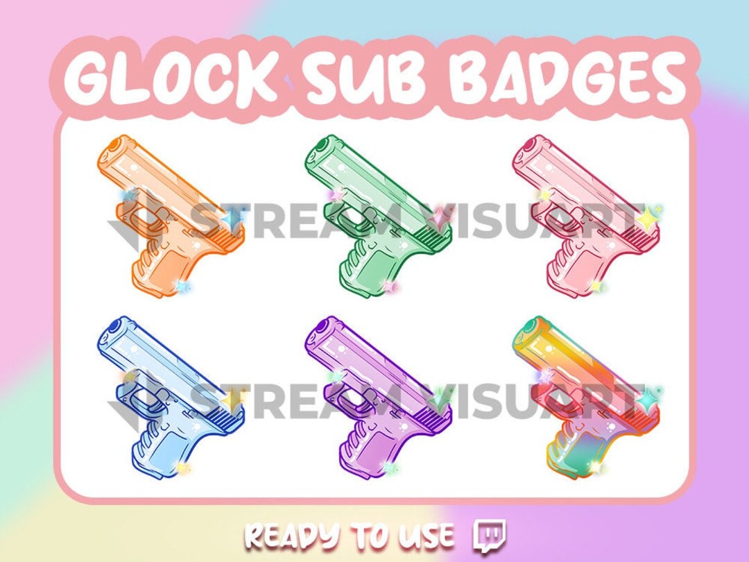Glock Twitch Sub Badges Pastel Gun Girly Gaming Action Shooter Online ...