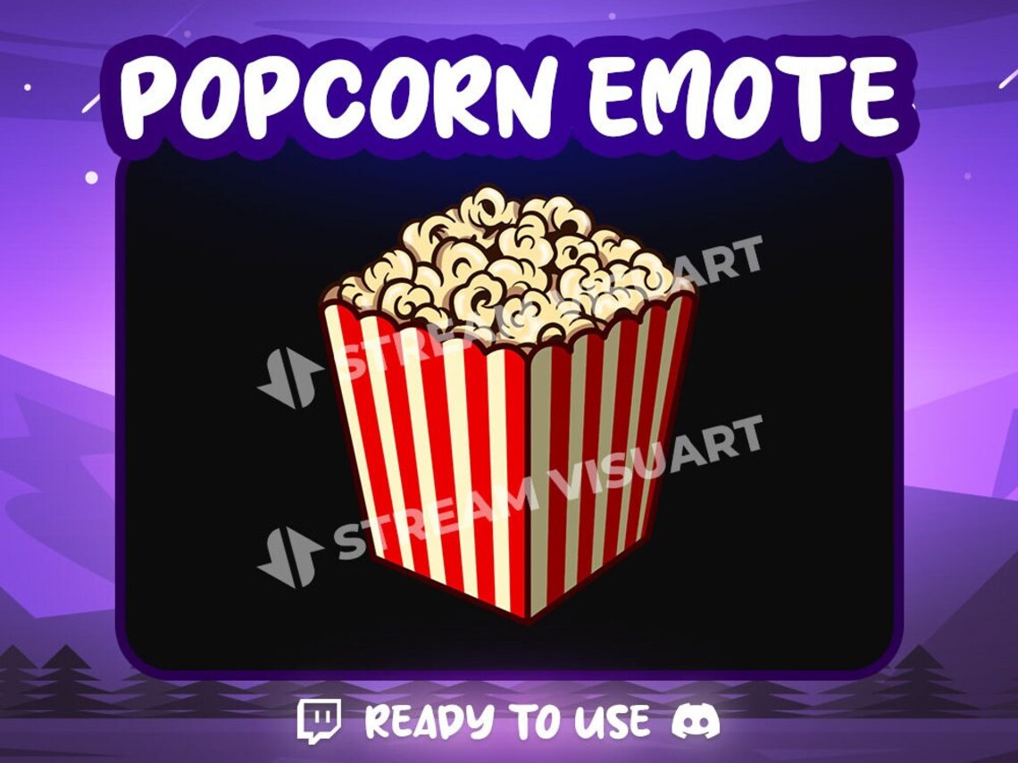 Popcorn Twitch Emote Discord Emoji Kick Subscriber Snacks Food Salty ...
