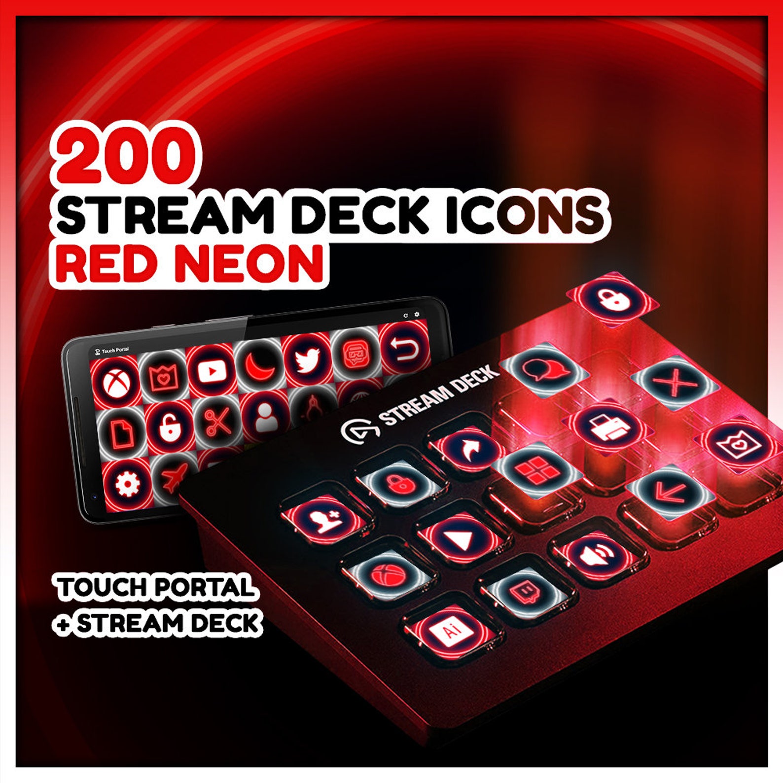 Red Neon Stream Deck Icons: 200 Twitch Streamer Designs - Etsy