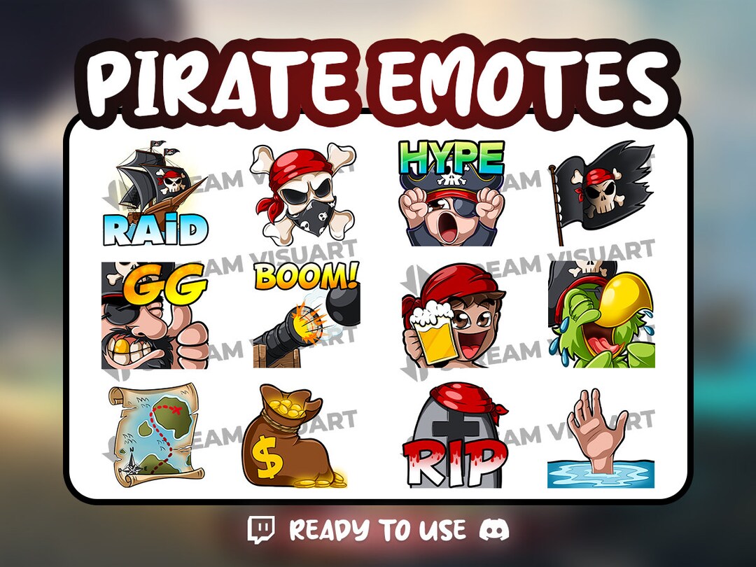 Pirate Twitch Emotes: Badass Flag, Parrot, Skull (instant Download) - Etsy