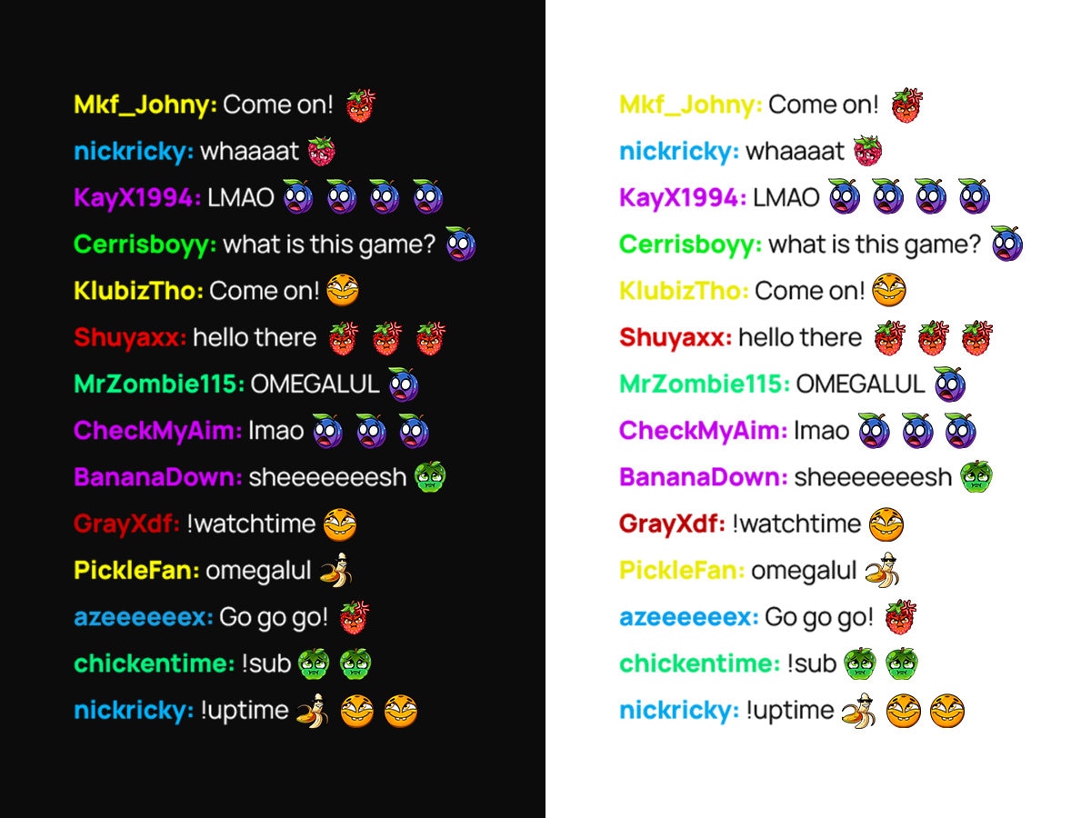 Fruits Twitch Emotes Pack 6x Funny Colorfull Amusing Adorable Cute Cool ...