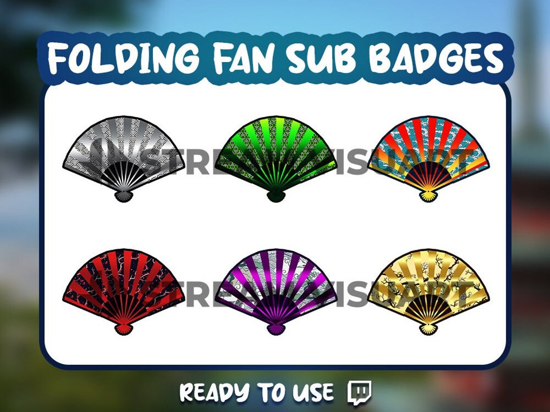 Folding Fan Japan Twitch Sub Badges: Sakura Wind Bit Badges (digital ...