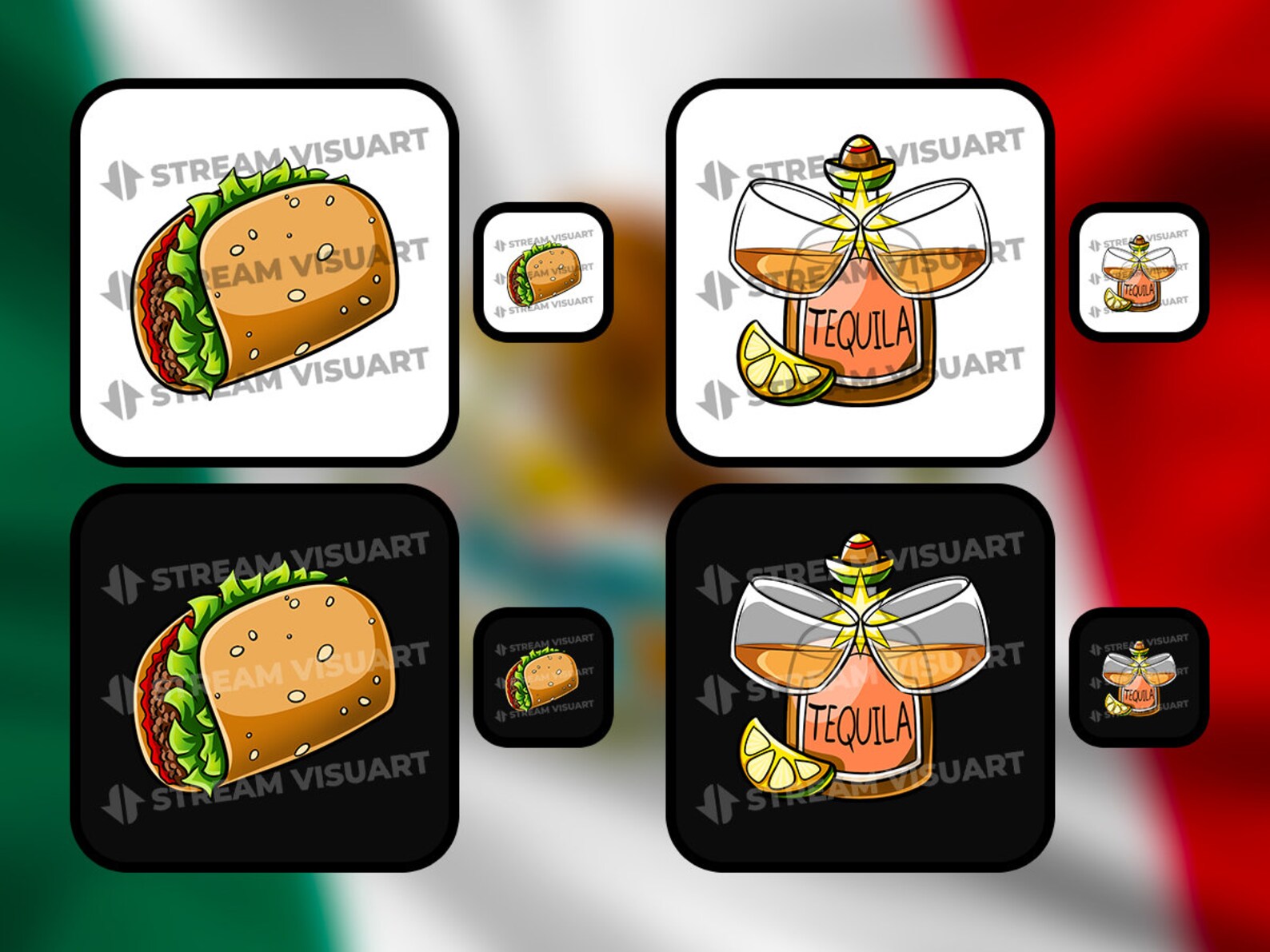 Mexican Fiesta Twitch Emotes: Chili, Tequila, Sombrero (digital ...