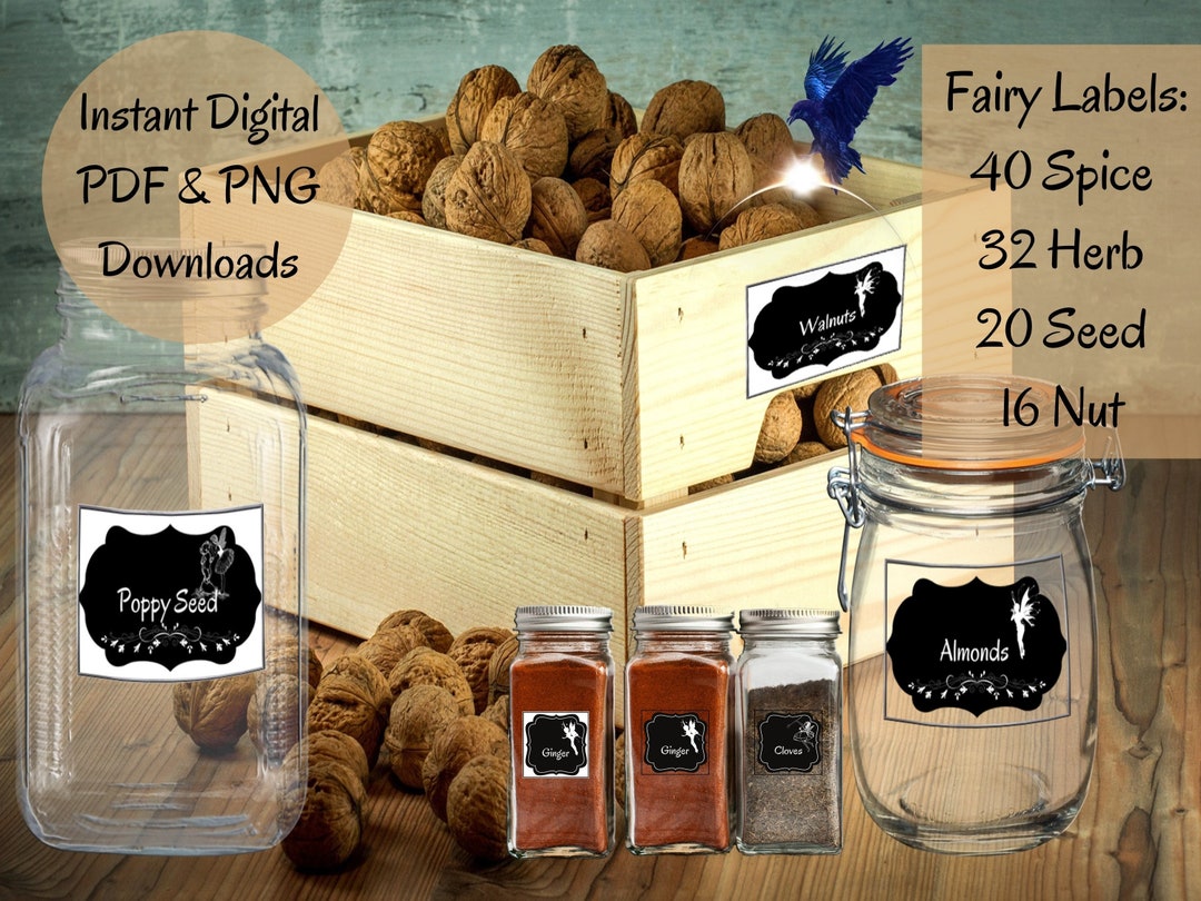 Fairy Jar Labels and Tags | Pantry Seasoning Labels | Printable ...