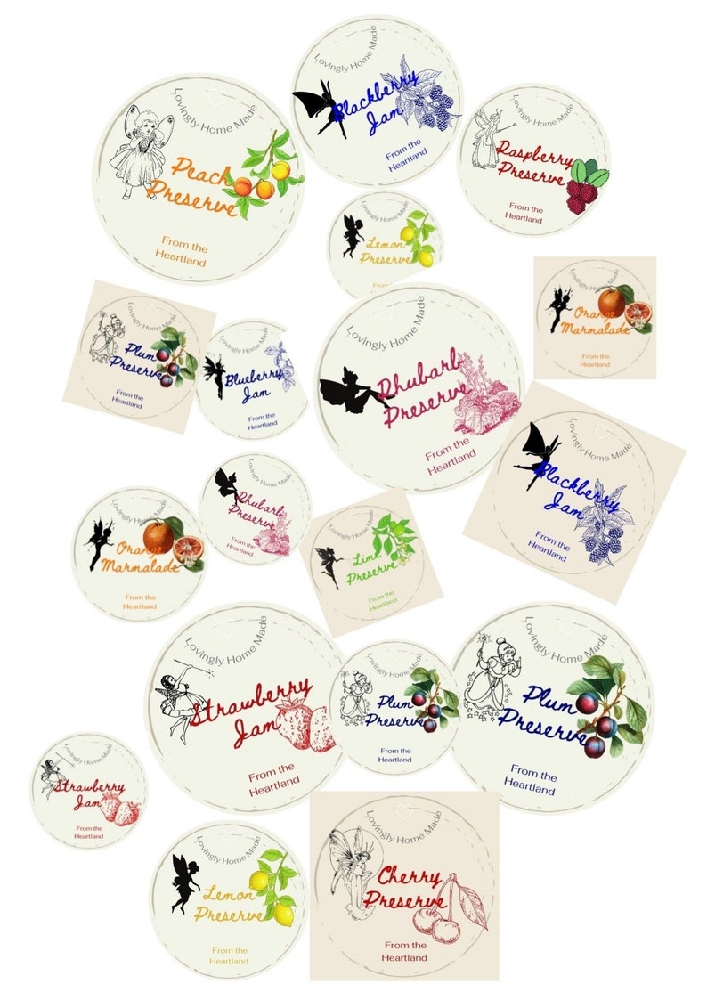 84 Fairy Jam Jar Labels and Tags. Canning Labels | Preserve Labels | 12 ...