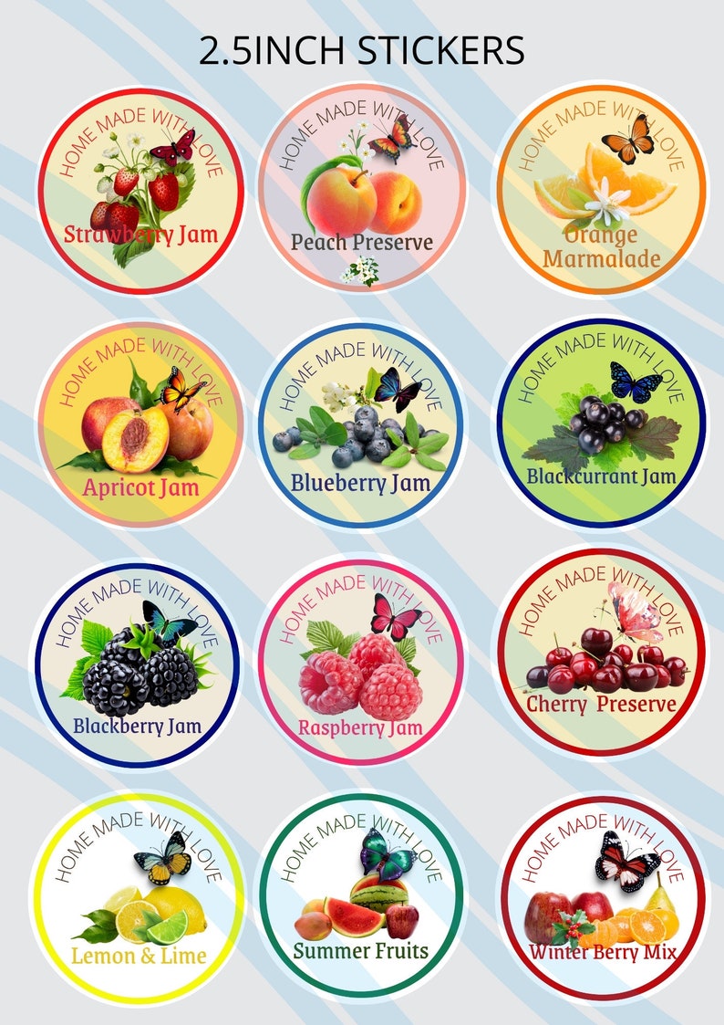 Butterfly Jam Jar Labels | Homemade With Love Jar Stickers | Canning ...