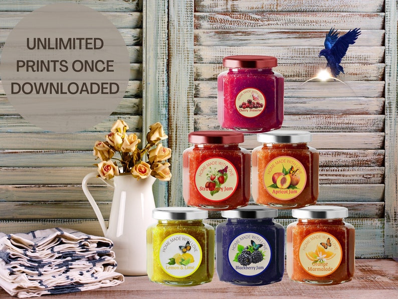 Butterfly Jam Jar Labels | Homemade With Love Jar Stickers | Canning ...
