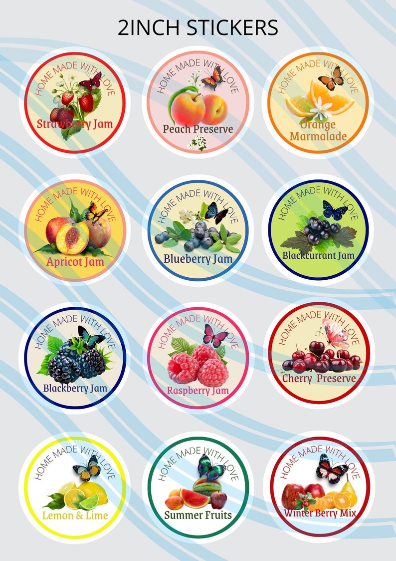 Butterfly Jam Jar Labels | Homemade With Love Jar Stickers | Canning ...