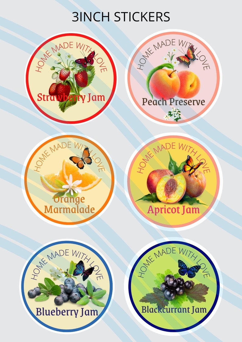 Butterfly Jam Jar Labels | Homemade With Love Jar Stickers | Canning ...