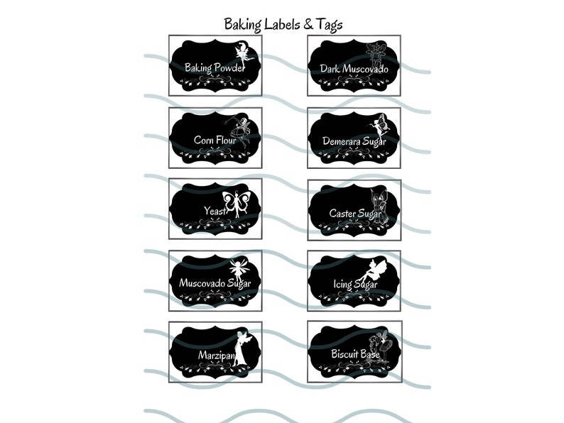 Fairy Baking Labels and Tags | Printable Ingredient Storage Jar Labels ...