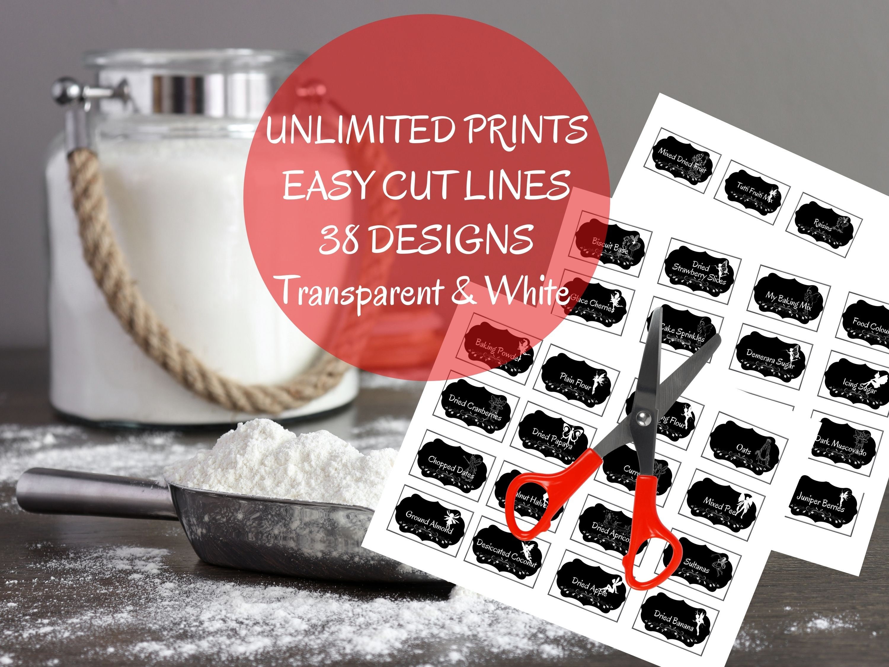 Fairy Baking Labels and Tags | Printable Ingredient Storage Jar Labels ...