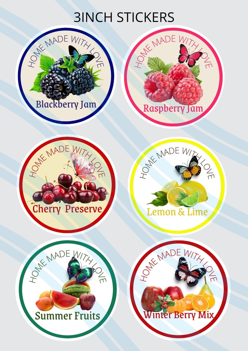 Butterfly Jam Jar Labels | Homemade With Love Jar Stickers | Canning ...