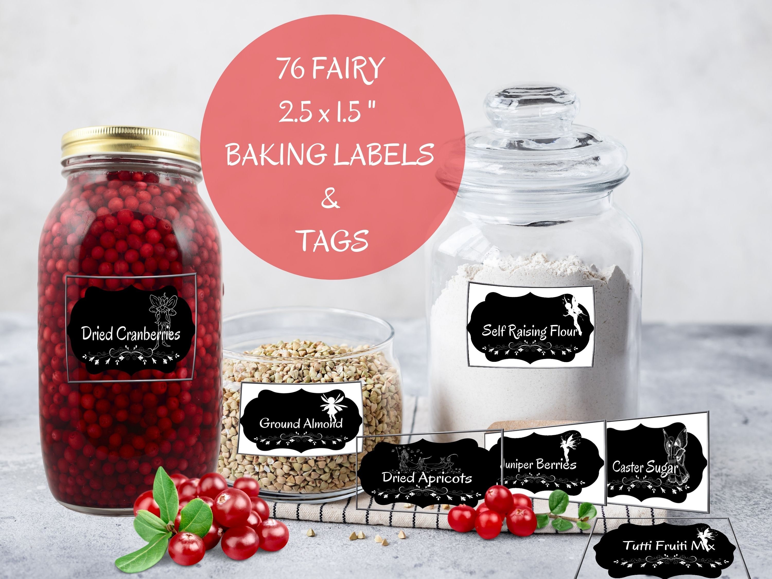 Fairy Baking Labels and Tags Printable Ingredient Storage Jar Labels ...