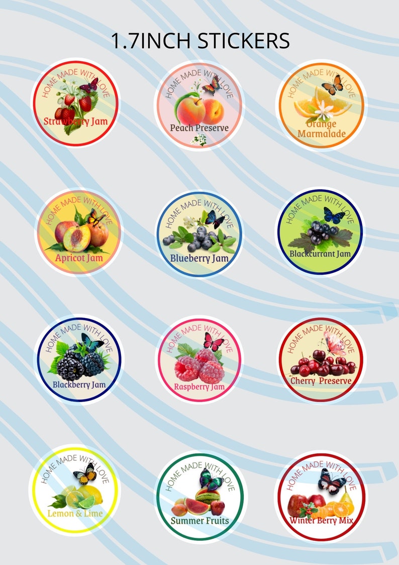 Butterfly Jam Jar Labels | Homemade With Love Jar Stickers | Canning ...