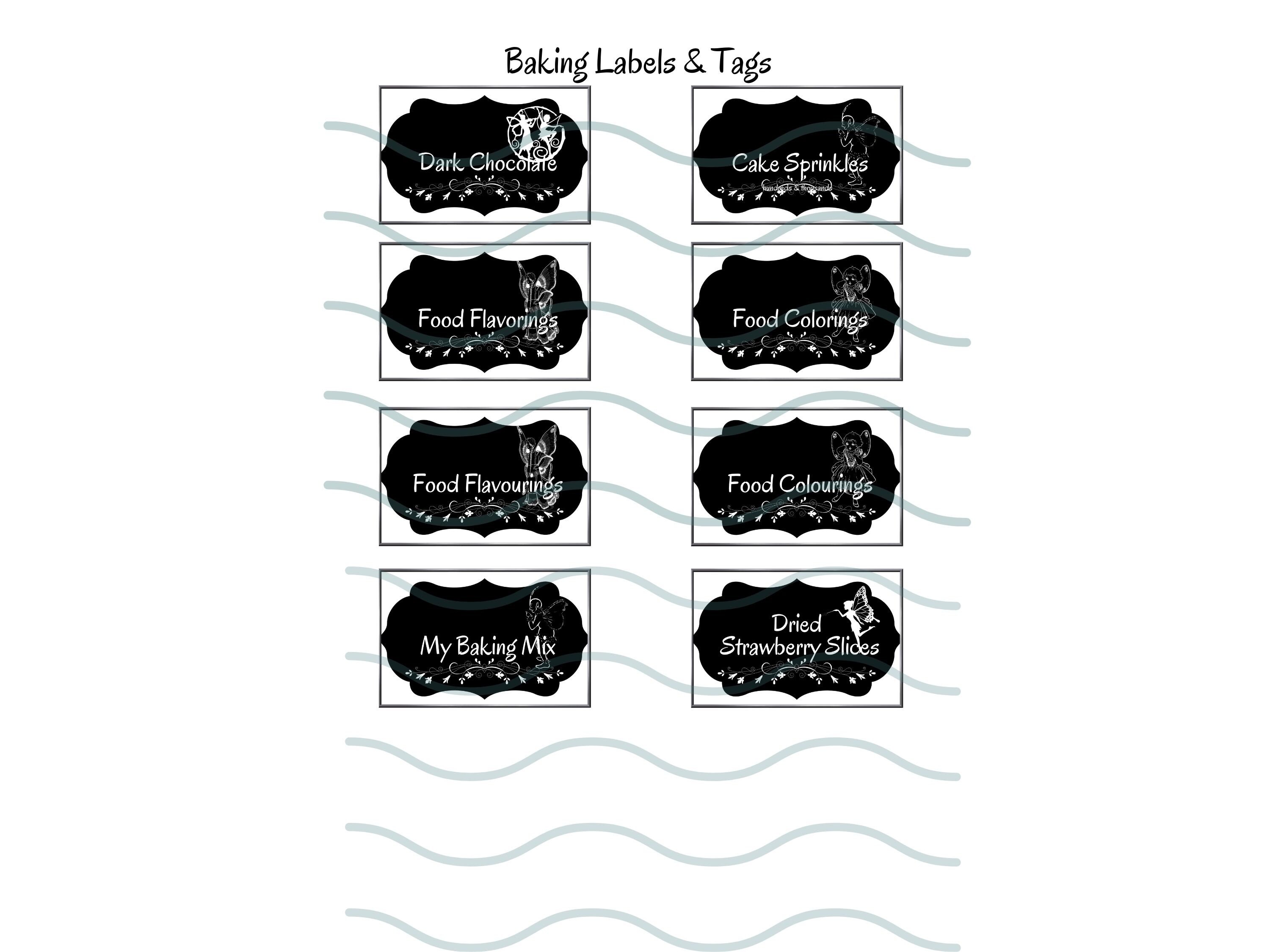 Fairy Baking Labels and Tags Printable Ingredient Storage Jar Labels ...