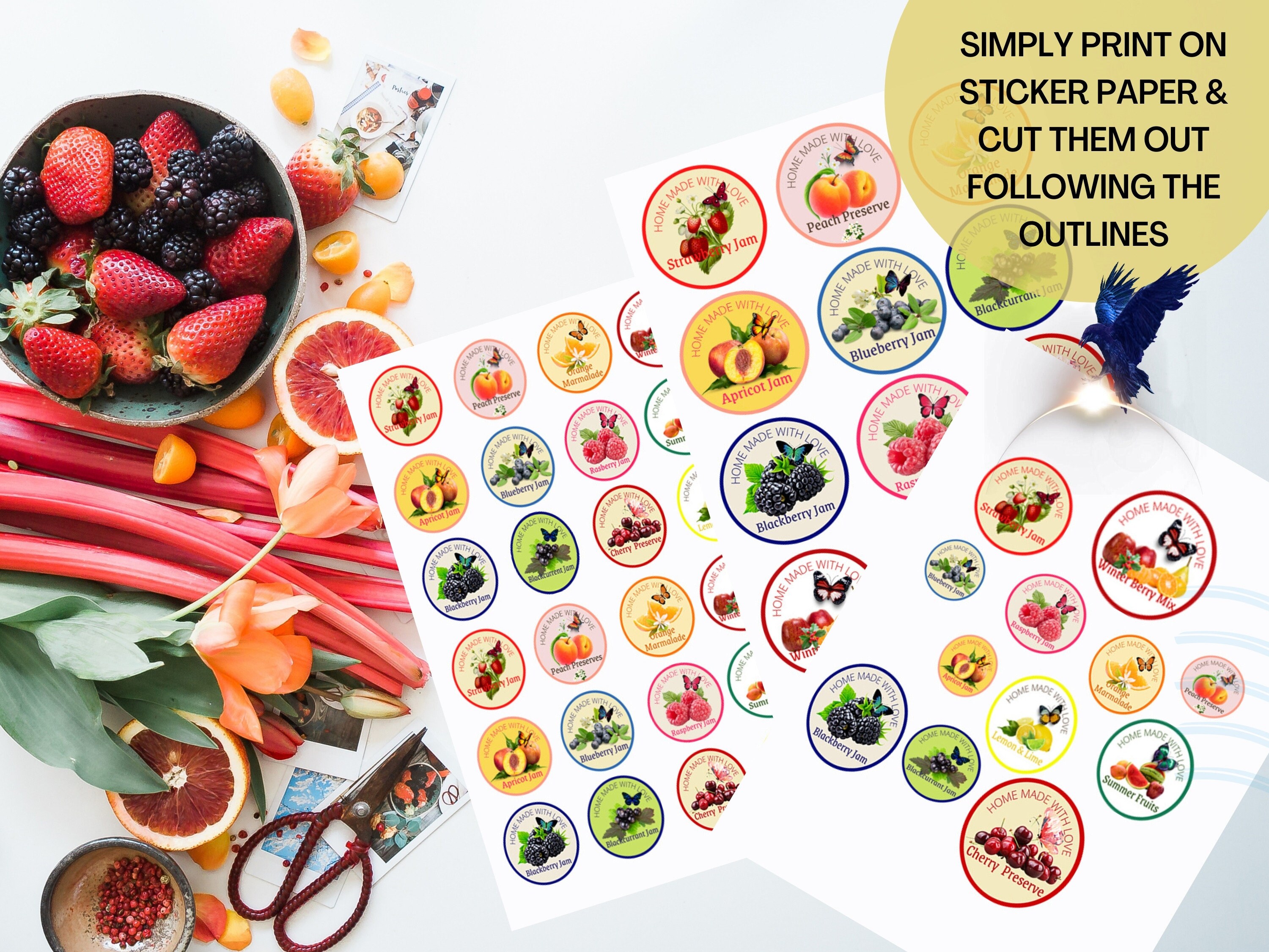 Butterfly Jam Jar Labels | Homemade With Love Jar Stickers | Canning ...