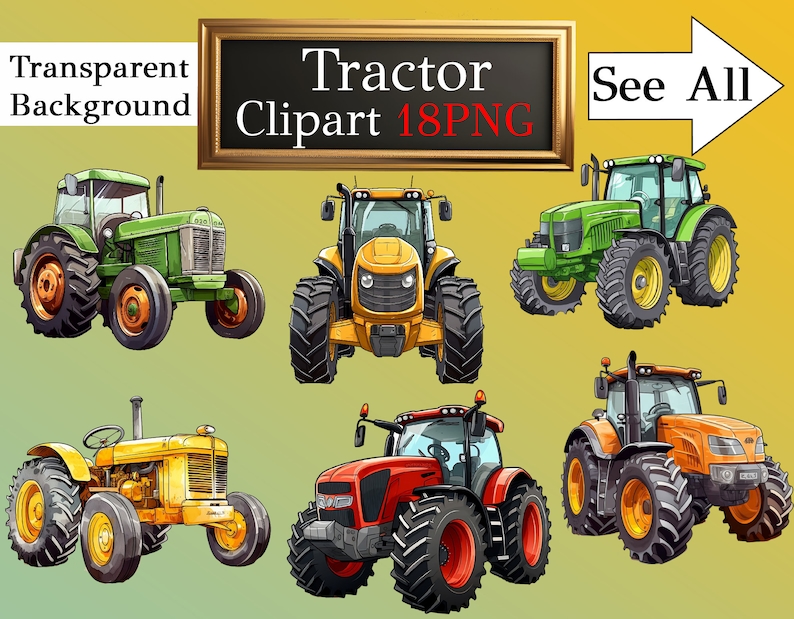 Tractor Clipart Set Printable Tractor Farm Tractor Farming - Etsy Denmark