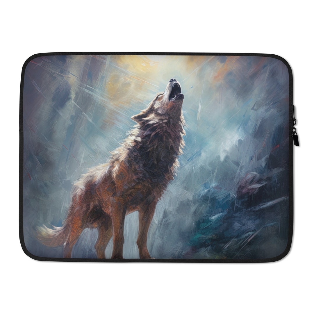 Howling Wolf Abstract Art Mountain Hill Cliff & Moon - Etsy