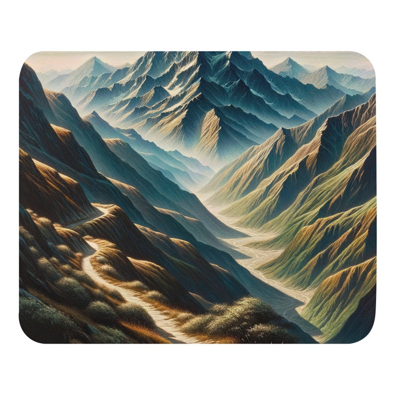 Acrylic Painting Depicting the Grandeur of Mountainous Terrain. Gaze ...