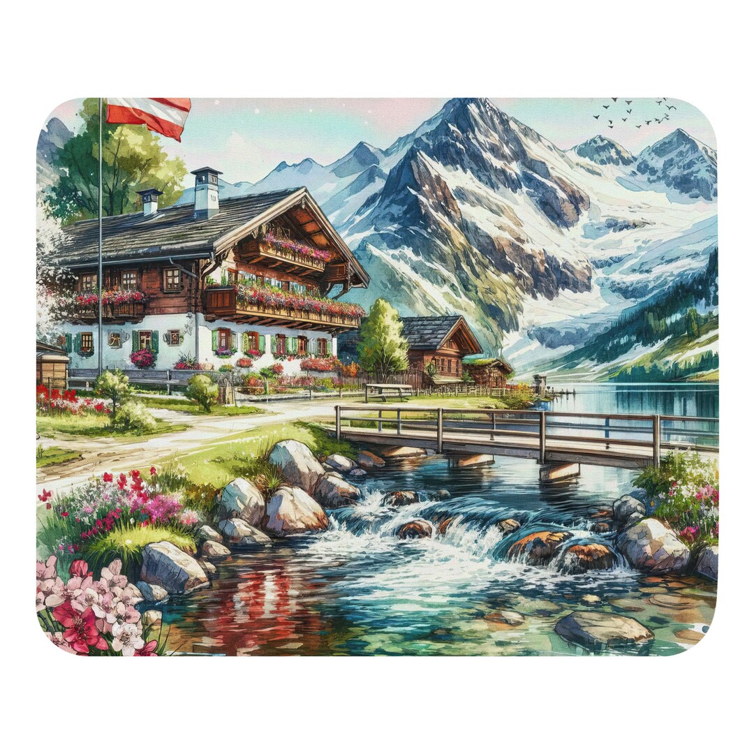 Watercolor Painting of the Alpine Range During Spring. With Austrian ...