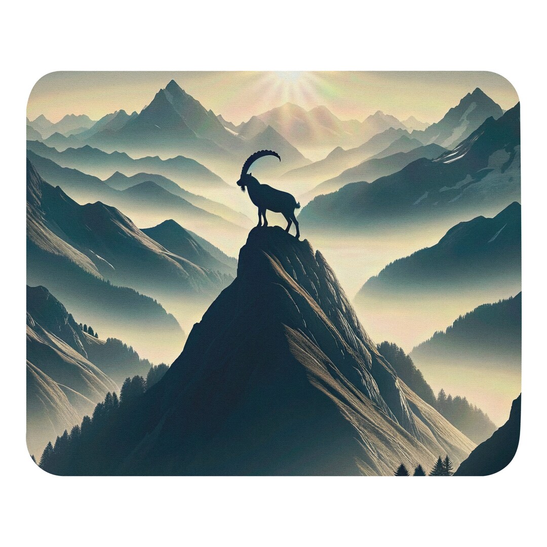 Illustration of the Alps & Mountain Ibex Capricorn Atop During Morning ...